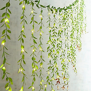 Lvydec 6pcs Artificial Vines Fake Greenery Garland Willow Leaves with Total 30 Stems Hanging for Wedding Party Home Garden Wall Decoration