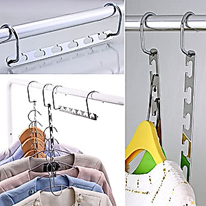 Xiongqi Space Saving Hangers Metal Magic Cascading Hanger 6 x 2 Slots Closet Clothing Organizers Heart Hook Design Organizer