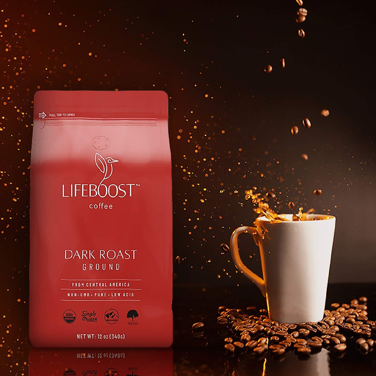 Lifeboost Coffee Whole Bean & Ground Coffee - 2 Pack Bundle - Low Acid Dark Roast x 2