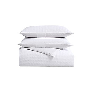 Tommy Bahama - King Duvet Cover Set, Soft Cotton Bedding with Button Closure, Includes Matching Shams (Basketweave White, King)