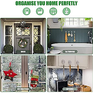 EAMOMORK Suction Cup Hooks for Shower, Large Clear Heavy Duty Suction Cup Hooks, Wreath Hangers for Front Door Window Glass Kitchen Towel Loofah Utensils (4 Packs)