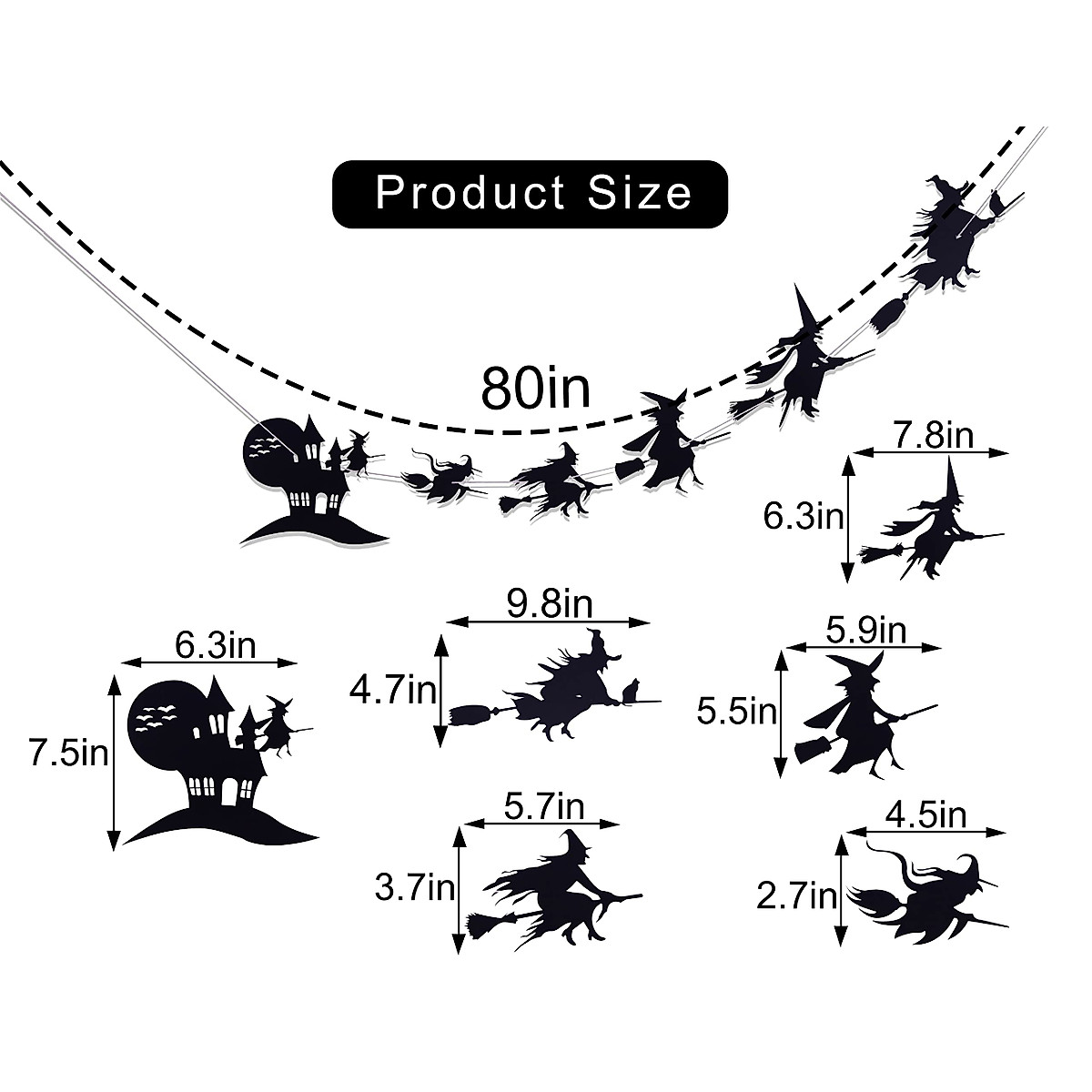 Black Witch Banner - Halloween Witch Banner, Witch Bunting(Witch Banner)