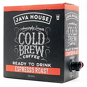Java House Cold Brew Coffee On Tap, (128 Fluid Ounce Box) Not a Concentrate, No Sugar, Ready to Drink Liquid (Espresso, Pack of 1)