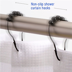 2lbDepot Shower Curtain Rings Hooks - Oil Rubbed Bronze Finish - Premium 18/8 Stainless Steel - Locking Rings with Easy Glide Rollers - Five Finishes Available - Set of 12 for Shower Rods