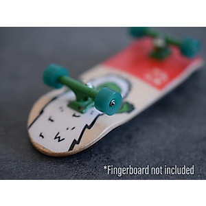 Teak Tuning Apex 71D Urethane Fingerboard Wheels - Cruiser Style, Bowl Shaped, 8.7mm Diameter - ABEC-9 Stealth Bearings - Made in The USA - Jade Green Colorway