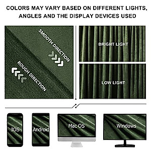 Benedeco Blackout Green Velvet Curtains for Bedroom Window, Light Filtering Drapes for Living Room Darkening Soundproof Thermal Curtain Rod Pocket 52 x 108 inches Long Length Set of 2 Panels