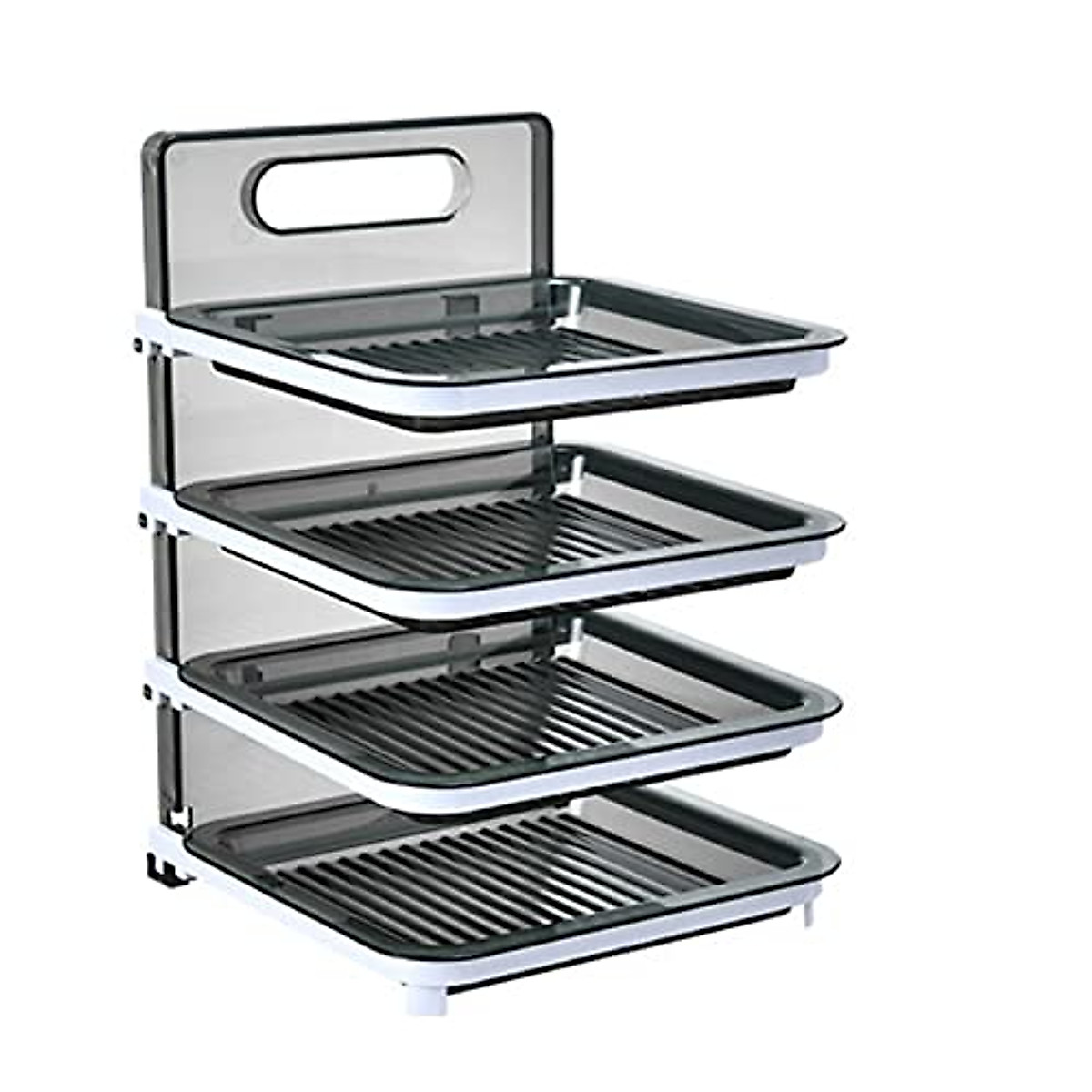 ZYLLZY Kitchen Side Dish Organization Rack, Wall Mounted Food Sorting Tray, Multilayer Food Sorting Tray, 4 Layers Storage Tray Collapsible Side Dish Stacking Storage for Hotpot Kitchen(Grey)
