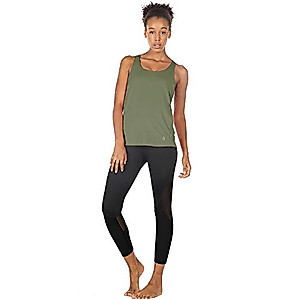 icyzone Yoga Tops Workouts Clothes Activewear Built in Bra Tank Tops for Women (M, Olive)