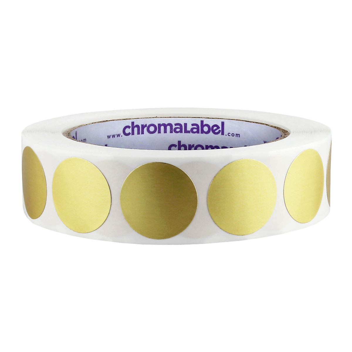 ChromaLabel 1 Inch Round Colored Stickers, Permanent Sticky Dots Color Coding Labels, Ideal Dot Stickers for Arts and Crafts - 1000 Sticker Dots per Roll, Metallic Gold Sticker Labels