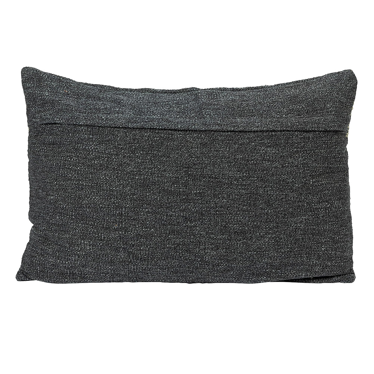 Creative Co-Op 24 Inches Cotton Blend Lumbar Jute Embroidery, Charcoal and Natural Pillow, Gray