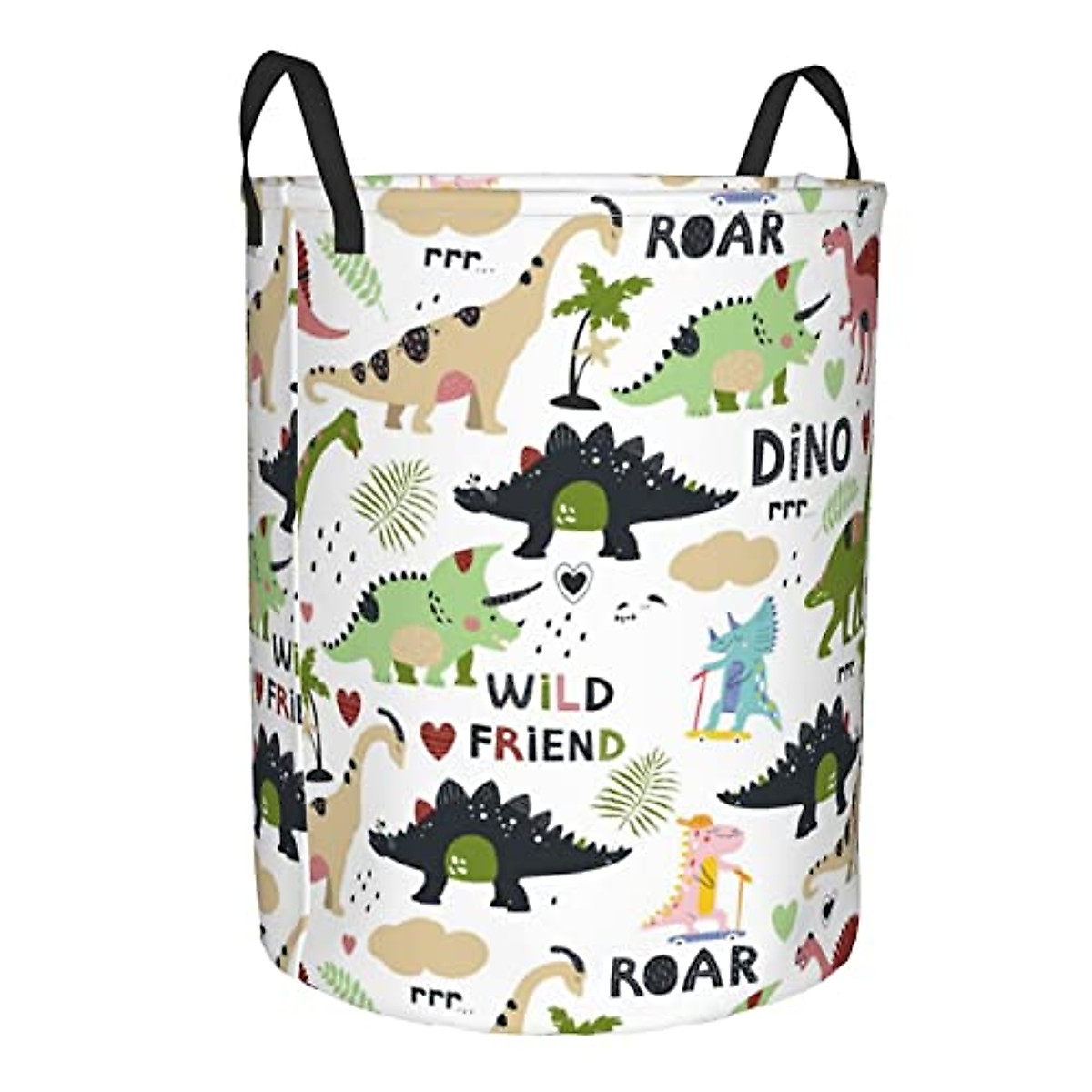 Dinosaur Circular Storage Bin Organizer Laundry Hamper Round Basket For Blanket, Toys, Dirty Clothes In Living Room, Bathroom, Bedroom