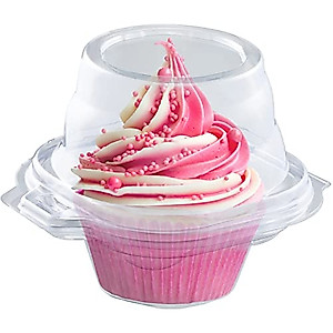Individual Cupcake Containers (50 Pack) | Clear Plastic Disposable Cupcake Boxes/Holders | Single Cupcake Holder with Dome Lid Bulk | BPA-Free Plastic Cupcake Muffin Container Carrier Boxes to Go