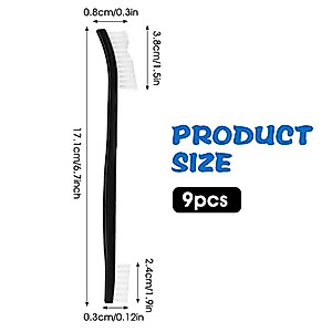 9Pcs Small Cleaning Brushes Set,Double-Ended Nylon Detailing Crevice Brushes 7Inch All Purpose Stiff Bristles Brushes for Kitchen, Sink, Bathroom, Gaps, Corner, Small Space