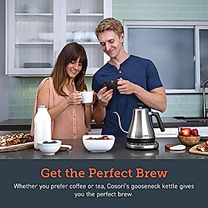 COSORI Electric Gooseneck Kettle with 5 Variable Presets, Pour Over Kettle & Coffee Kettle, 100% Stainless Steel Inner Lid & Bottom, 1200 Watt Quick Heating, 0.8L, Silver