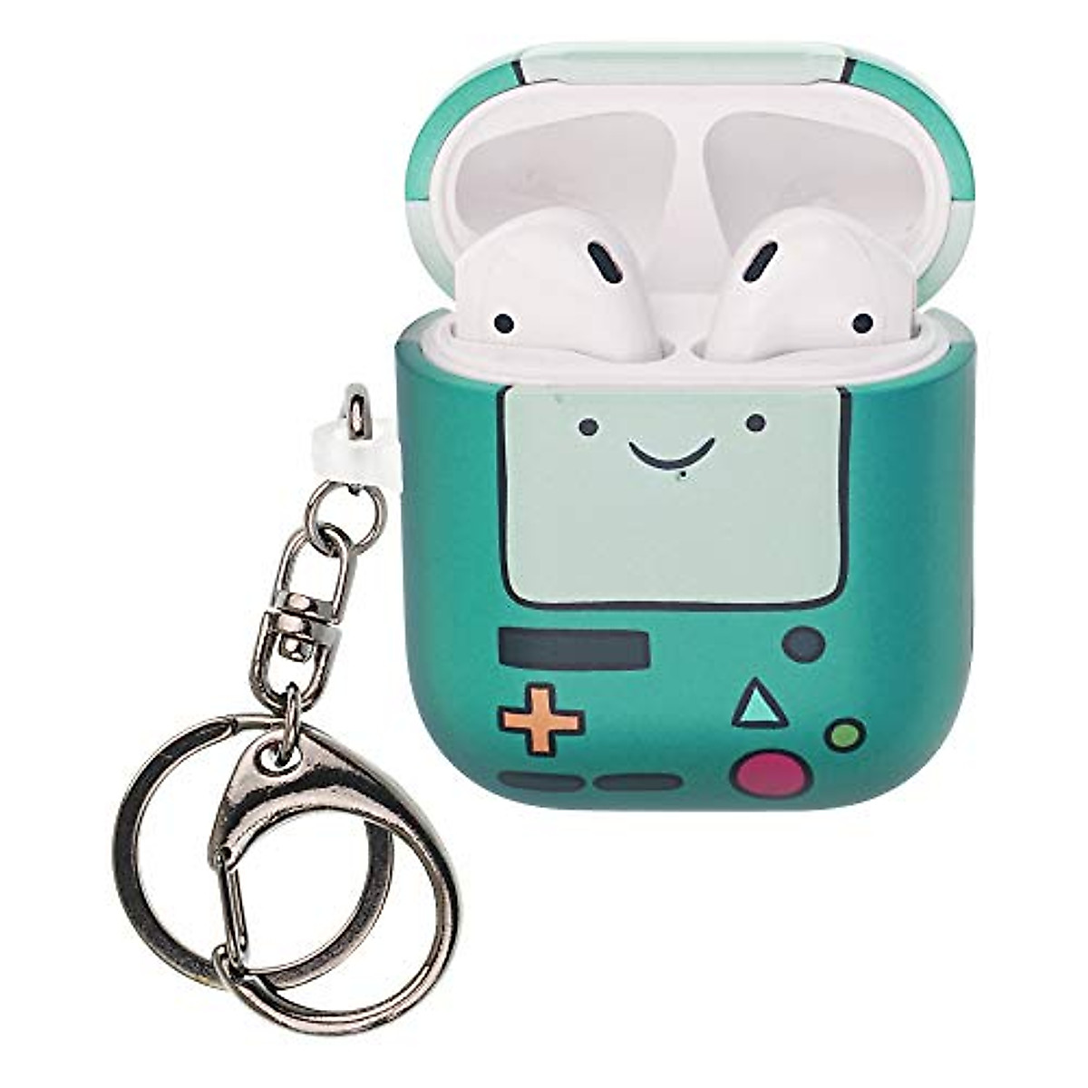 WiLLBee Adventure Time Compatible with AirPods Case Key Ring Keychain Key Holder Hard PC Shell Strap Hole Cover - Lovely BMO