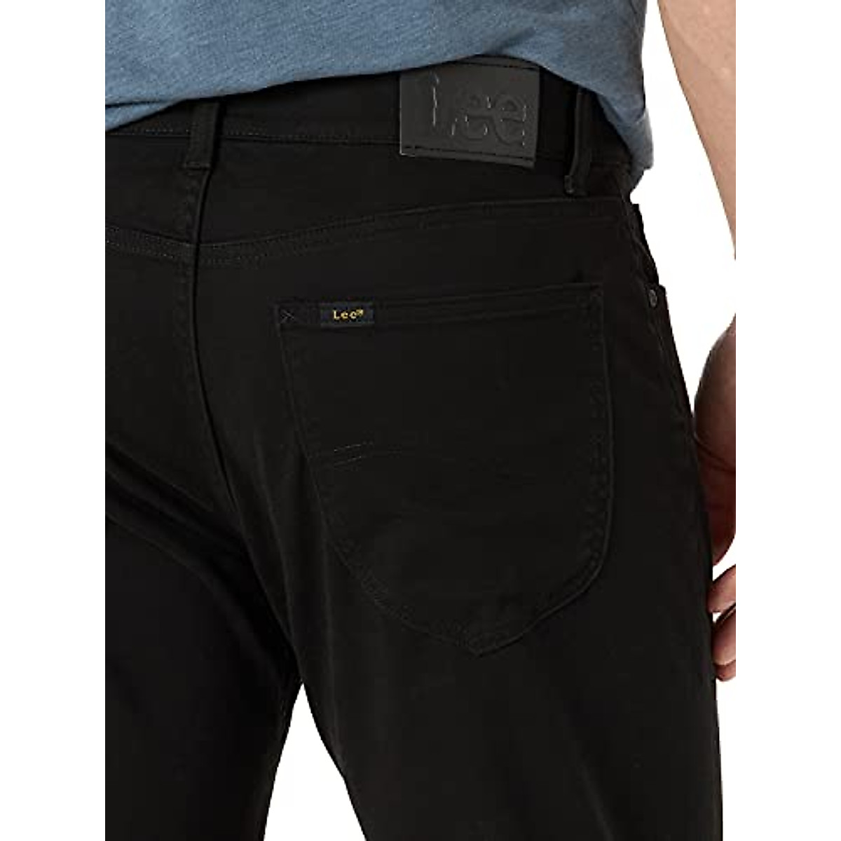Lee Men's Extreme Motion Straight Fit 5 Pocket Pant, Union-All Black, 36W x 30L