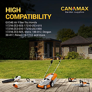 Canamax GX390 GX340 Air Filter Replacement Part - Pack of 4 - Compatible with Honda GX 340 GX 390 11HP 13HP Engine - Replaces 17210-ZE3-505 17210-ZE3-010 Air Filter