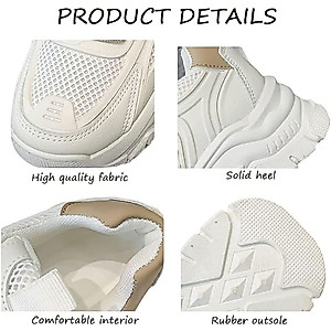 LELEBEAR Chunky White Sneakers Women, Fashion Mesh Platform Sneakers, Casual Jogging Walking Shoes with Cute Socks (White C, Adult, Women, 7, Numeric, US Footwear Size System, Medium)