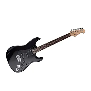 Monoprice Cali Classic Electric Guitar - Black, 6 Strings, Double-Cutaway Solid Body, Right Handed, SSS Pickups, Full-Range Tone, With Gig Bag, Perfect for Beginners - Indio Series