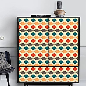 Red＆Yellow＆Green Peel and Stick Wallpaper Contact Paper 15.7”×196.8” Removable Wall Coverings for Home Decorative Table and Door Renovated