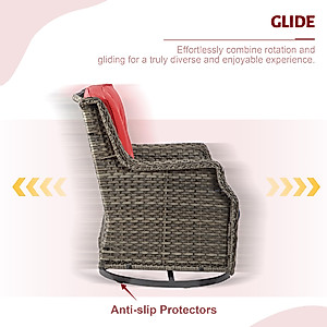 Yokayoay Wicker Swivel Rocking Chair, Outdoor Rattan Rocker Chair, Patio Conversation Chair for Deck Porch Backyard Balcony