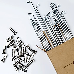 BaveL 36pcs Steel Spokes Mountain Bike Spokes MTB 281mm W/Nipples (Silver, 281)