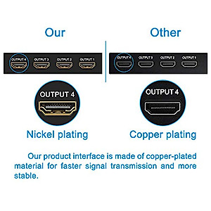 HDMI Splitter 1 in 4 Out 1x4 Ports v1.4 Powered 4K/2K Full Ultra HD 1080p US Adapter 3D Support