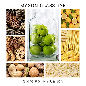 Diamond Star 2 Gallons Mason Jar with Aluminum Lids, Large Glass Wide Mouth Canning Food Storage Containers for Kitchen Canning Cereal, Pasta, Sugar, Beans, Spice, Preserves, Dog Treat