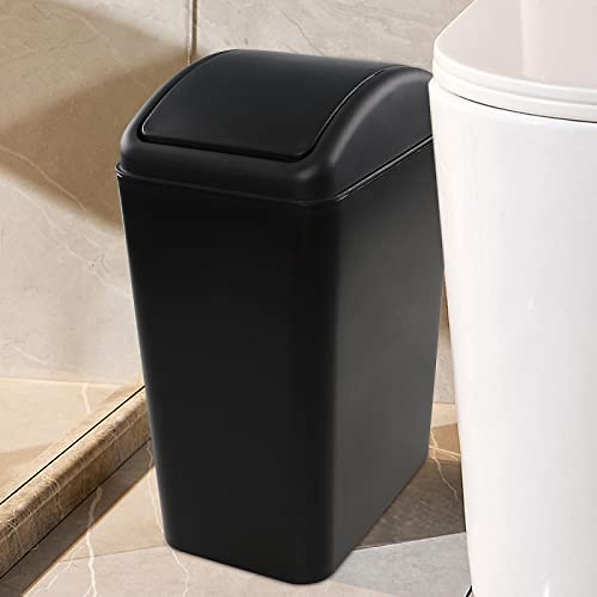 Vababa 3-Pack 4.5 Gallon Plastic Swing-Top Garbage Can, Trash Can with Swing Lid, Black
