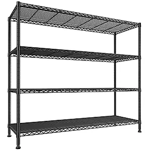 REIBII Storage Shelves 45.3''W Wire Shelving Unit 4 Tier Metal Shelves for Storage Rack Metal Shelving for Pantry Shelves Kitchen Steel Shelving, 45.3''W*63''H*17.7" D