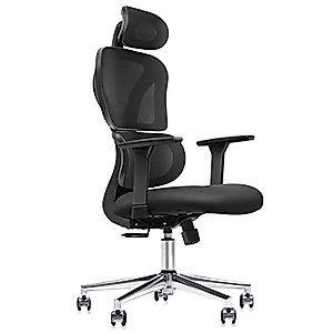 FelixKing Ergonomic Office Chair, Home Office Rolling Swivel Chair Mesh High Back Desk Chair with 3D Adjustable Armrest & Lumbar Support, Swivel Computer Chair with Headrest (Black)