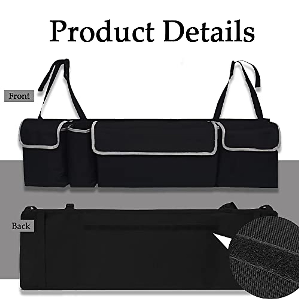ASUBHA Car Trunk Organizer and Storage, Car Trunk Organizer, Folding Car Trunk Organizer, Collapsible Cargo Storage Bag with 4 Pockets, Backseat Hanging Organizer for SUV, Truck, MPV