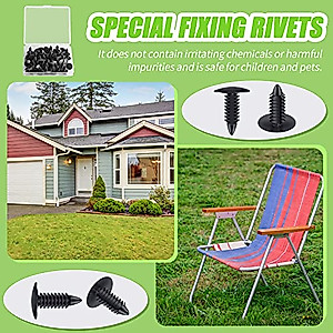 100 Pieces Patio Strapping Rivets Fasteners 3/4" Length Medium Multi Gauge Rivet for Patio Lawn Chair Webbing Repair Strap for Outdoor Furniture Lounge 1/4 Inch Hole (Black)