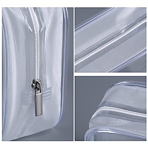 BEFORYOU 6 Pack Clear Toiletry Carry Pouch with Zipper Portable Plastic Waterproof Cosmetic Bag TSA Approved for Vacation Travel Bathroom and Organizing (White, Small)