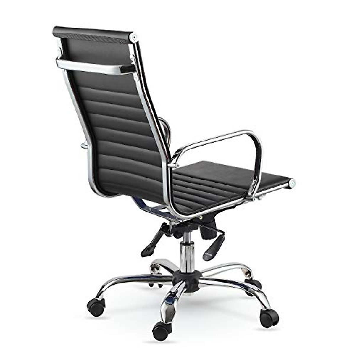 Winport Furniture Elegance High-Back Leather Swivel Office & Home Desk/Task Chair, Black