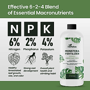 16oz Monstera Plant Food - Makes 96 Gallons of Monstera Fertilizer Indoor & Outdoor Use, Liquid Monstera Plant Fertilizer for Monstera Obliqua, Deliciosa & More, 6-2-4 NPK for Healthy Growth & Leaves