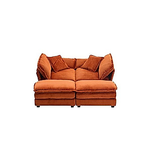 Free Combination Convertible Modular Sectional Sofa Cloud Couch, Comfy Corduroy Double-Upholstered Sleeper Sofa,84.6" Wide Loveseat Couches with Moveable Ottomans and Detachable Pillow-top Armrest