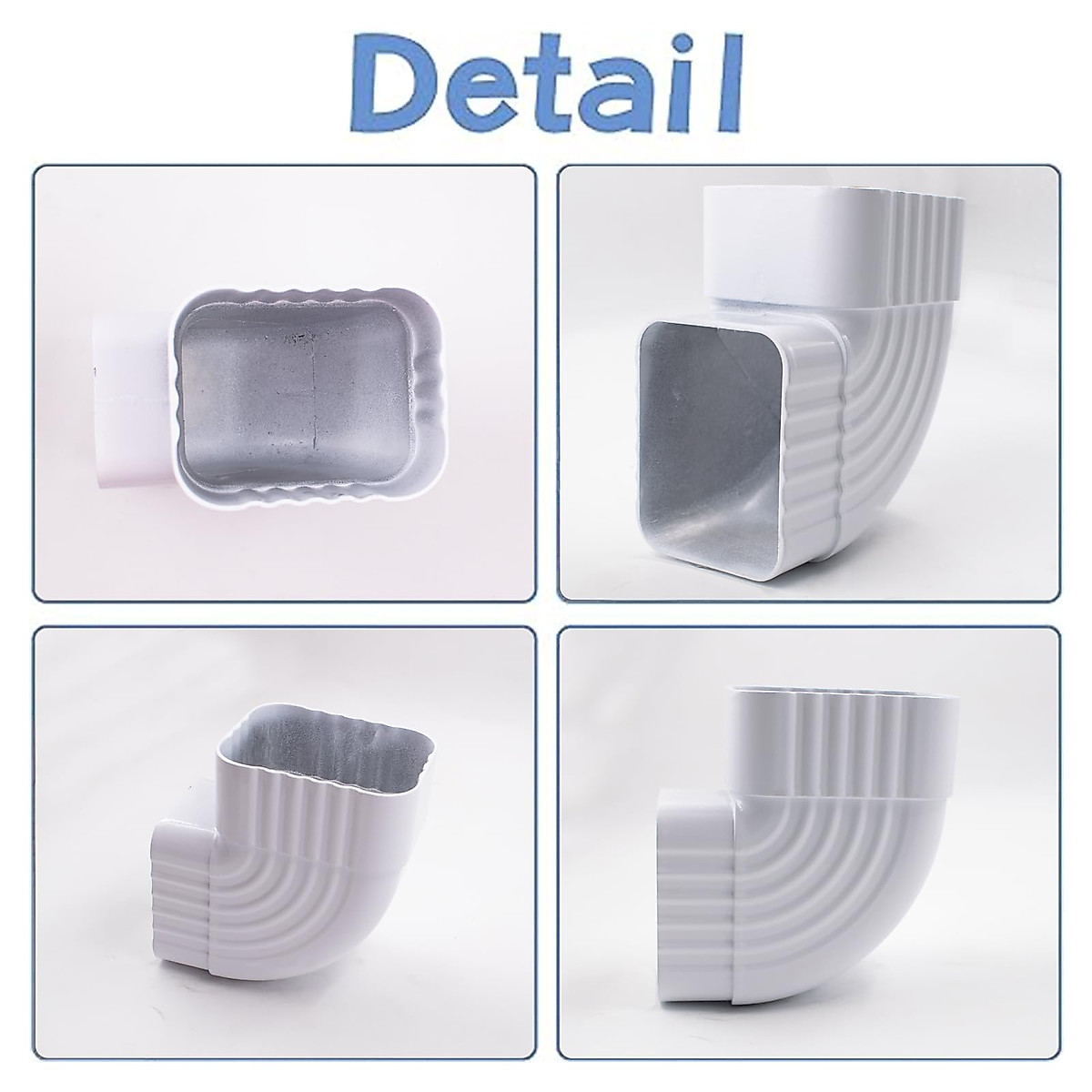 2 x 3 inches Downspout Gutter Rainwater Pipe Diverter 90 Degree Aluminum Downspouts Adapter B Elbow Corner Reusable Water Pipes Fitting Connection for House Overboard System White (90 Degree B Style)