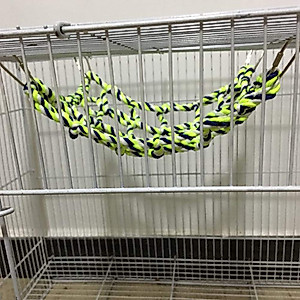 VILLCASE Small Animal Hammock Rat Toy Ferret Climbing Net Chew Rope Hammock Animal Toys Cockatiel Toys Cotton Rope Net Animal Activity Toy Parrot Bird Nest to Climb Crawl The Web Guinea Pig