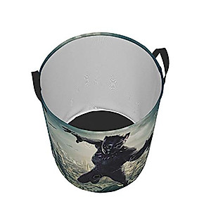 Black P-anther Circular Hamper Dirty Clothes Handles Basket for Storage Organizer Storage Bin,Kids Room,Home Organizer,Nursery Storage,Baby Hamper,Durable With Printing