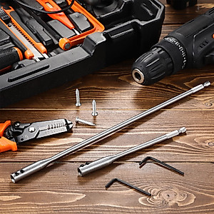 Drill Bit Extension 6, 12 Inch Drill Bit Set Wood Spade Bit Set High Carbon Steel Drill Bit Extender Drill Extension Bit Holder with Wrench Key for Wood Turners Construction Accessories (12)