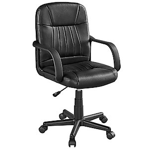 Topeakmart Executive Office Chair Swivel Computer Chair Conference Chair Leather Gaming Chair Adjustable Mid-Back with Arms
