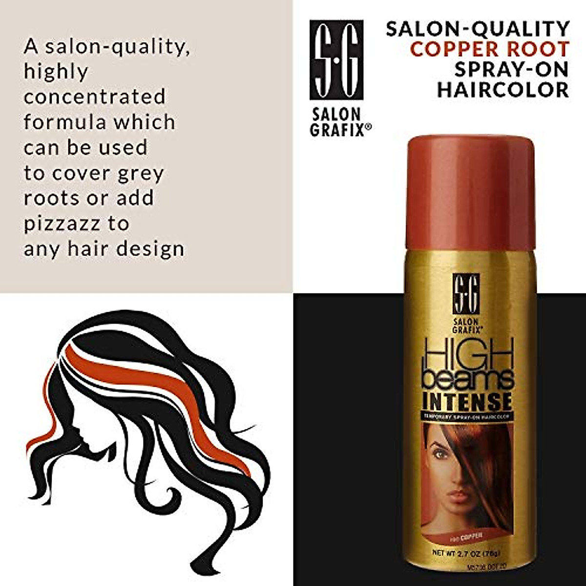 Salon Grafix High Beams Intense Temporary Spray - Copper for Unisex - 2.7 oz Hair Color