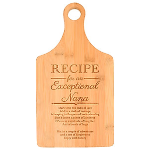 Nana Gift For Grandma Recipe For An Exceptional Nana Paddle Shaped Bamboo Cutting Board