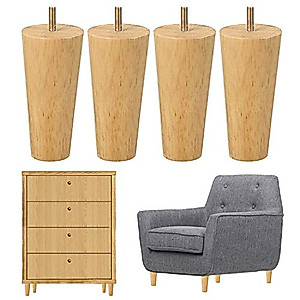 One Sight 5 inch Solid Wood Furniture Legs Dresser Legs Sofa Replacement Legs, Mid Century Sofa Legs for Couch, Bed, Armchair,Cabinet, Set of 4