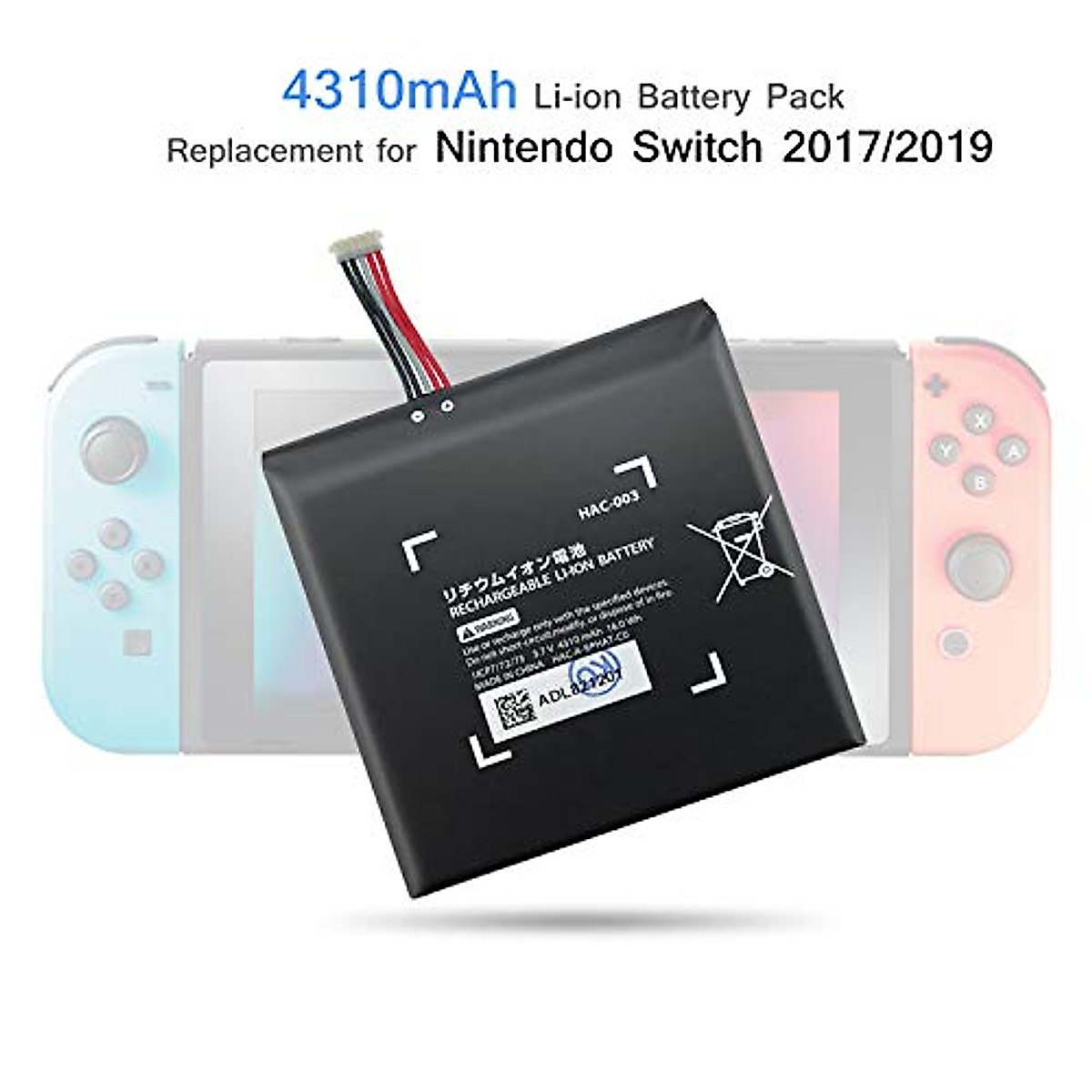 NATNO Switch Battery Replacement, HAC-003 Internal Battery Pack Replacement for Nintendo Switch Game Console HAC-001 [3.7V 4310mAh 16Wh]