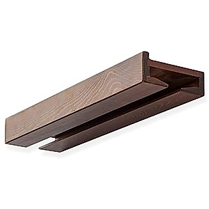 Rustic State Smith Wall Mounted Wood Floating Wine Bottle Rack with Glassware Holder Stemware Shelf Storage Organizer - Home, Kitchen, Dining Room Bar Décor -Walnut