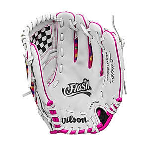 Wilson 2024 A440™ Flash™ 11.5” Youth Infield Fastpitch Softball Glove - Left Hand Throw, White/Pink/Tie Dye