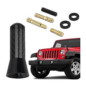 zipelo Car Short Antenna, 1.37" Carbon Fiber Short Antenna, Aluminum AM/FM Radio Signal Roof, Compatible for Most Vehicle Models, Universal Replacement Exterior Auto Accessories (Black)