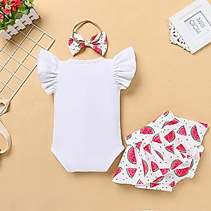 Baby Girls Watermelon 1st Birthday Outfit Romper Tutu Skirt with Diaper Cover Bloomers and Headband Infant First Birthday Cake Smash Coming Home Outfit for Photo Prop Watermelon One 6-12 Months